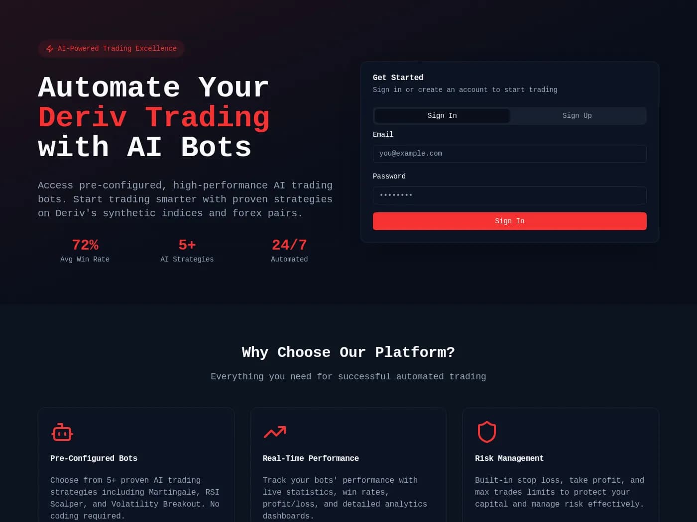 Deriv AI Trading Bot Platform
