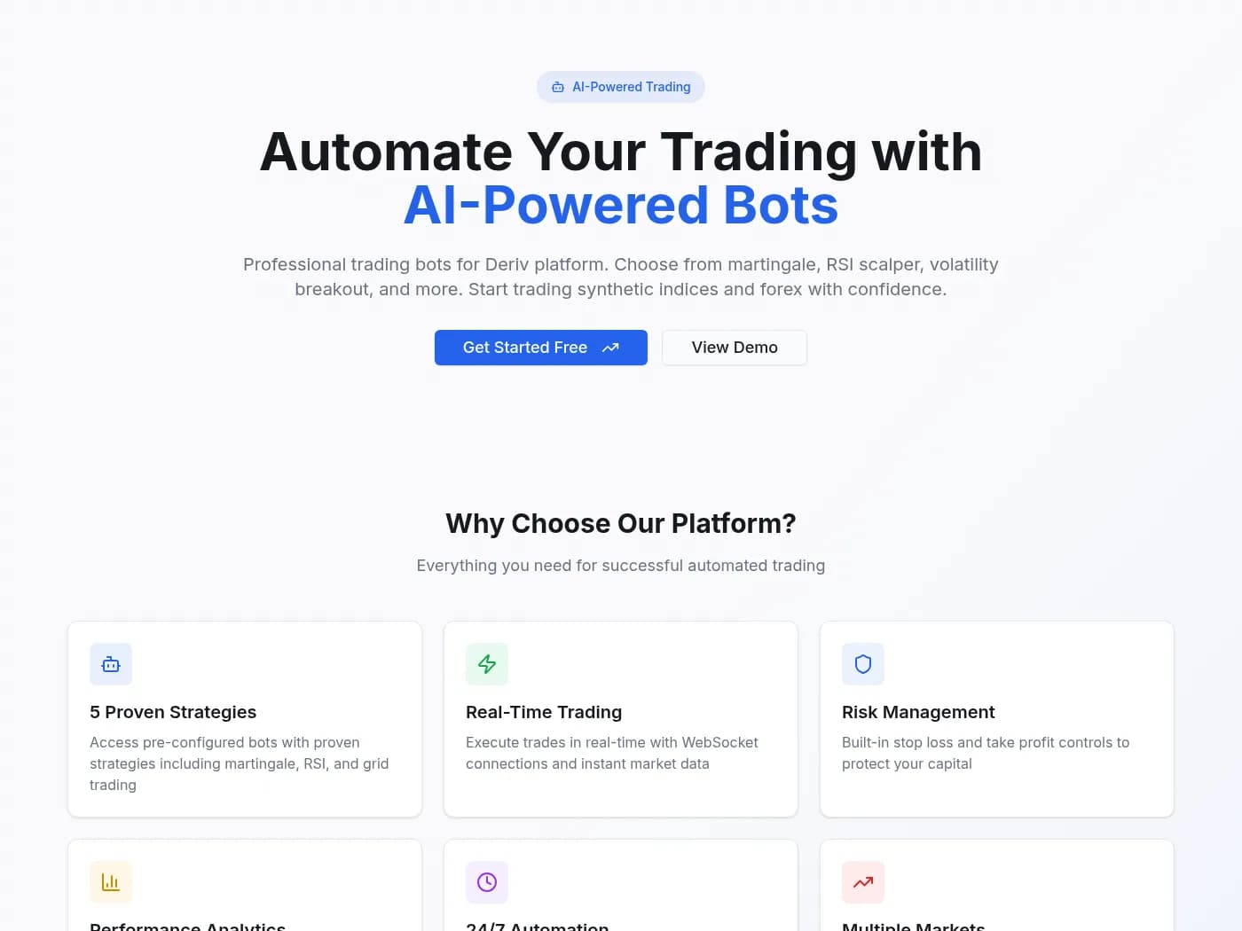 Deriv AI Trading Bot Platform