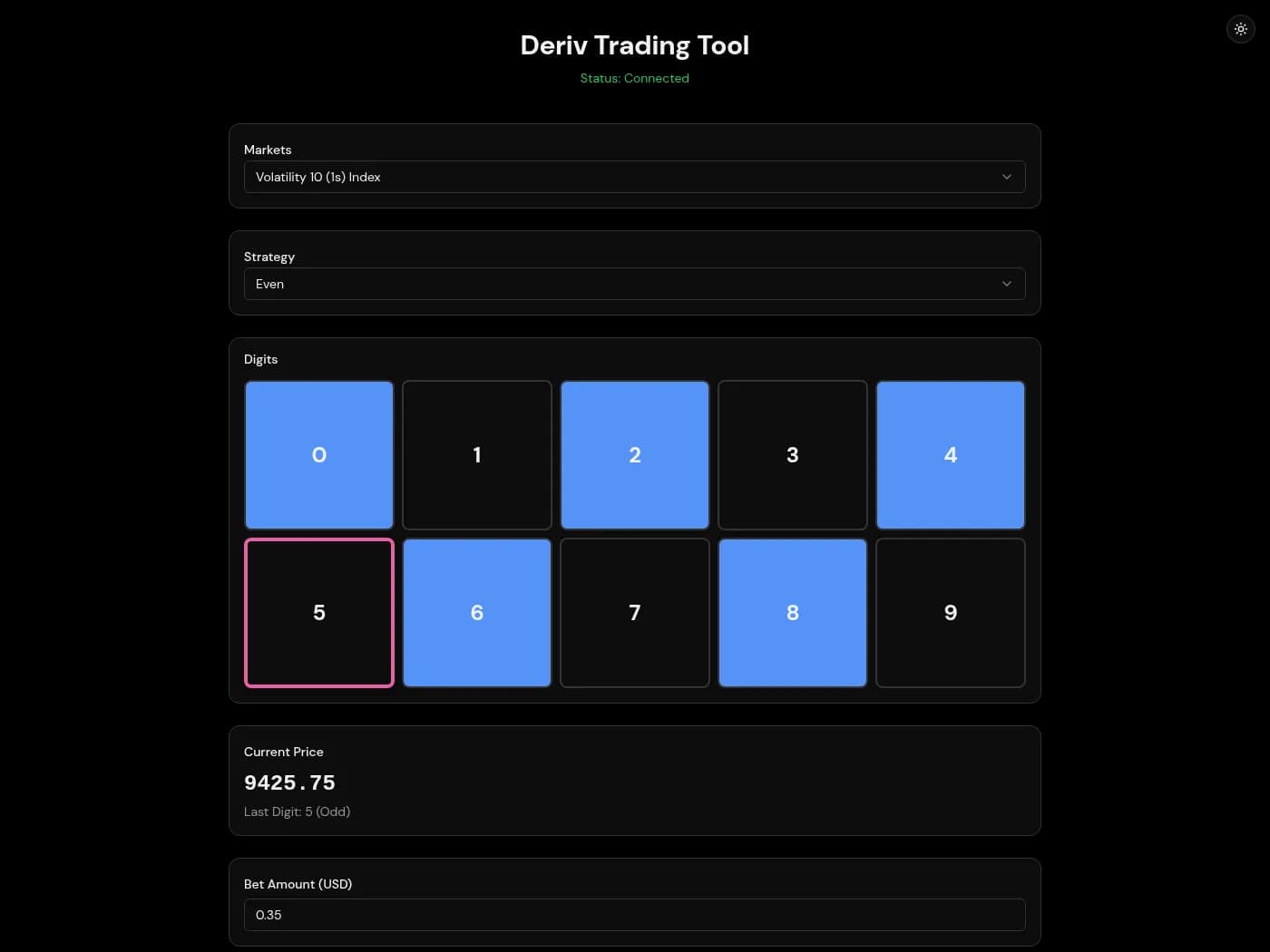 Deriv Trading Tool – Automated Digits Trading Companion for Volatility Indices