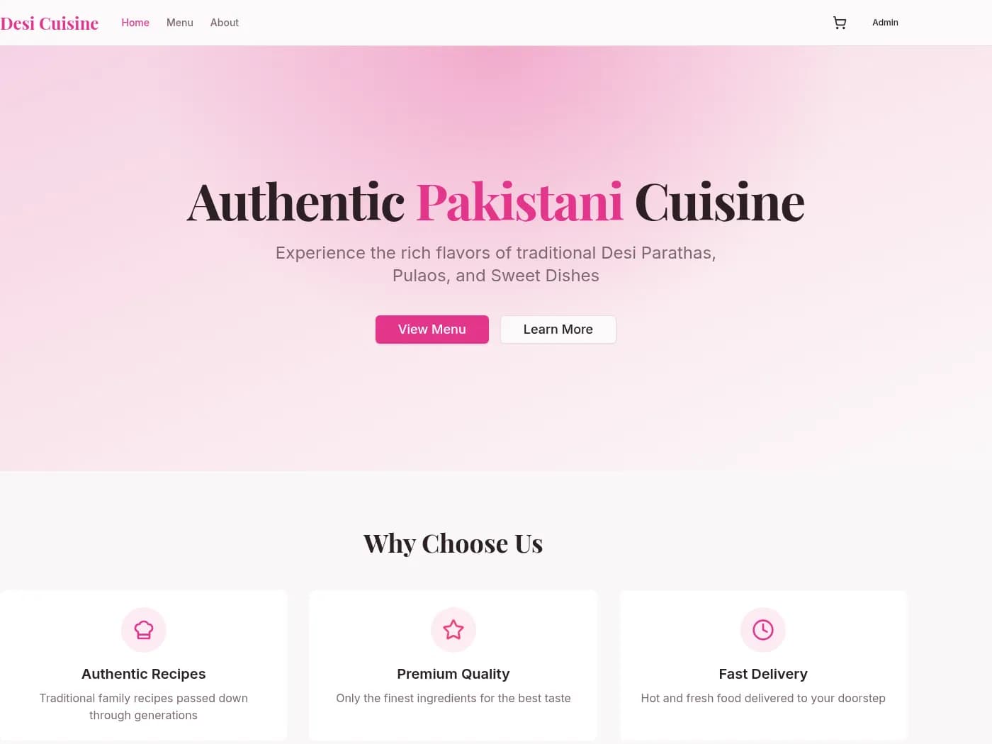 Desi Cuisine Restaurant Web App with Admin Panel