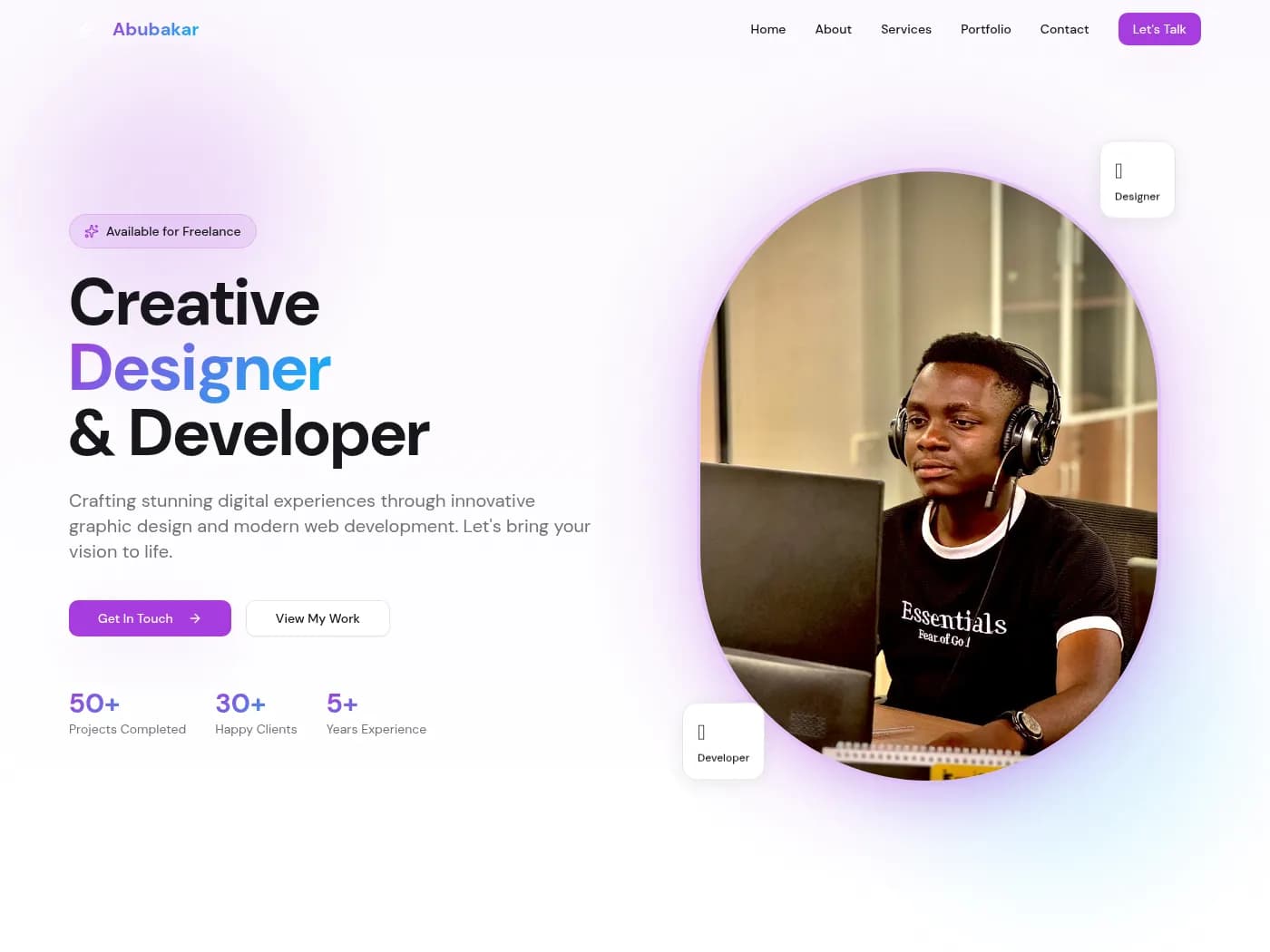 Abubakar's Designer & Developer Portfolio Website