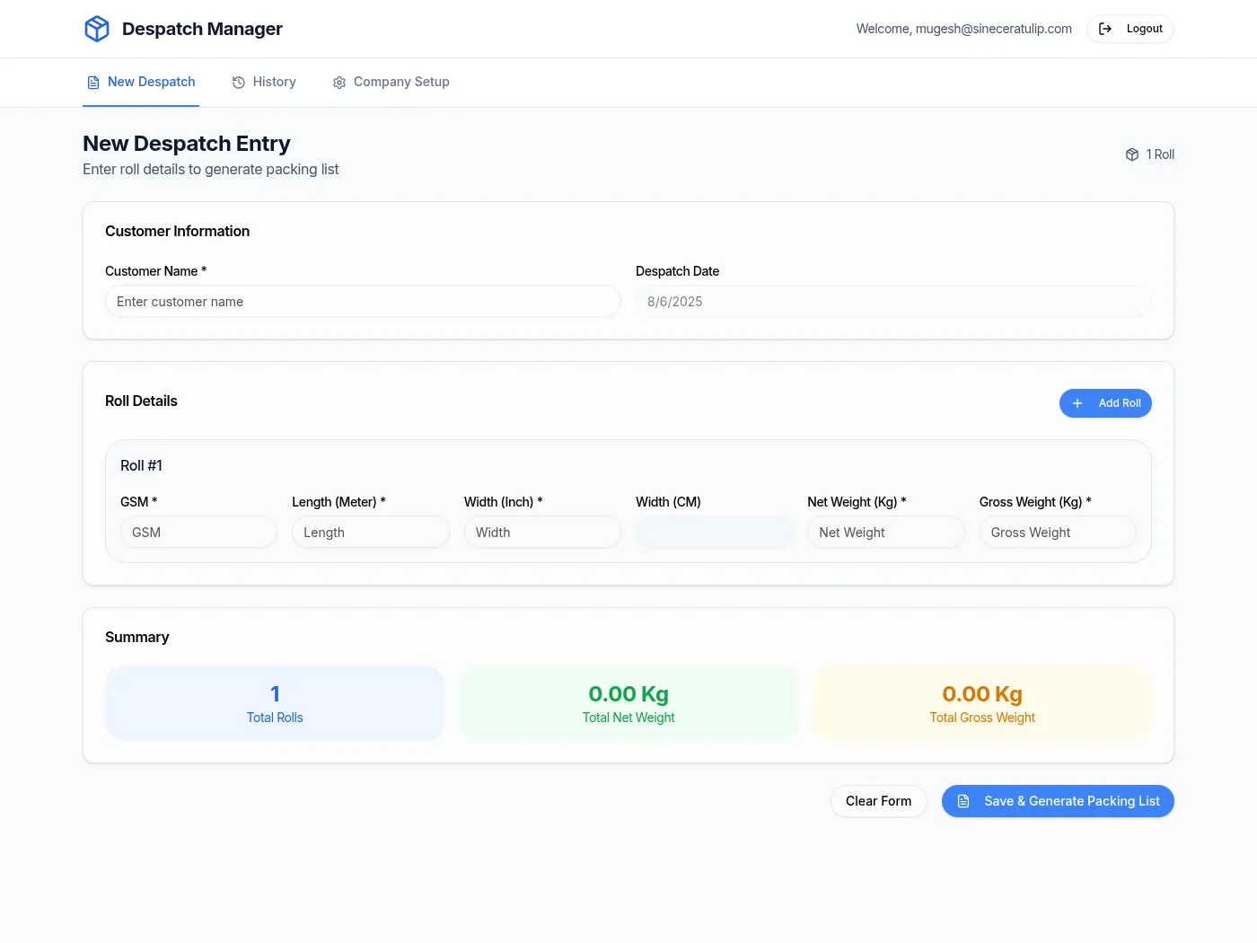 Despatch to Packing List Converter