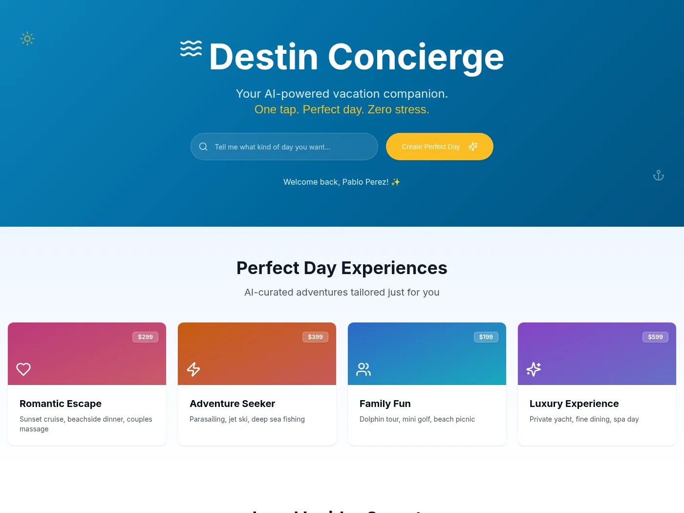 Destin Concierge: All-in-One Tourist Service Platform