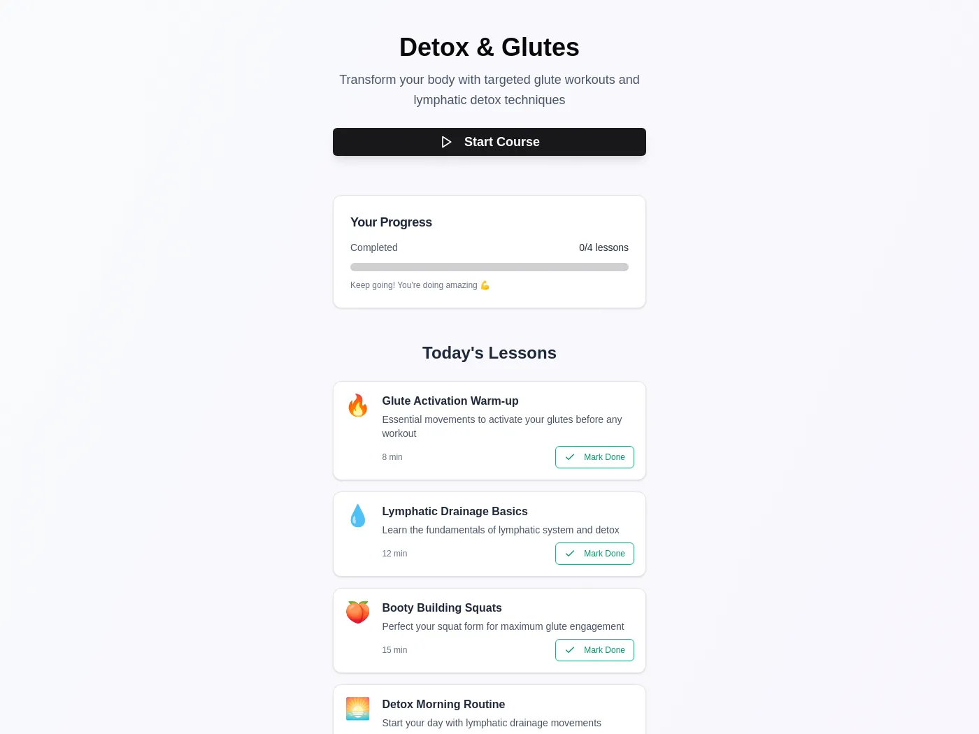 Detox & Glutes Fitness Web App
