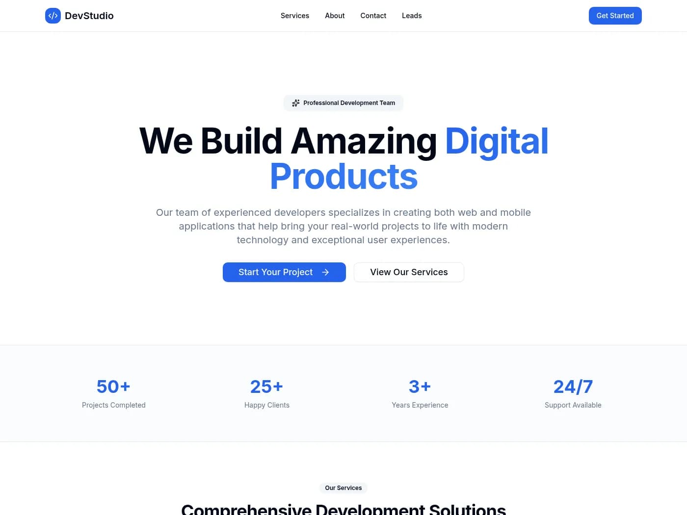 Developer Services & Project Creation Platform