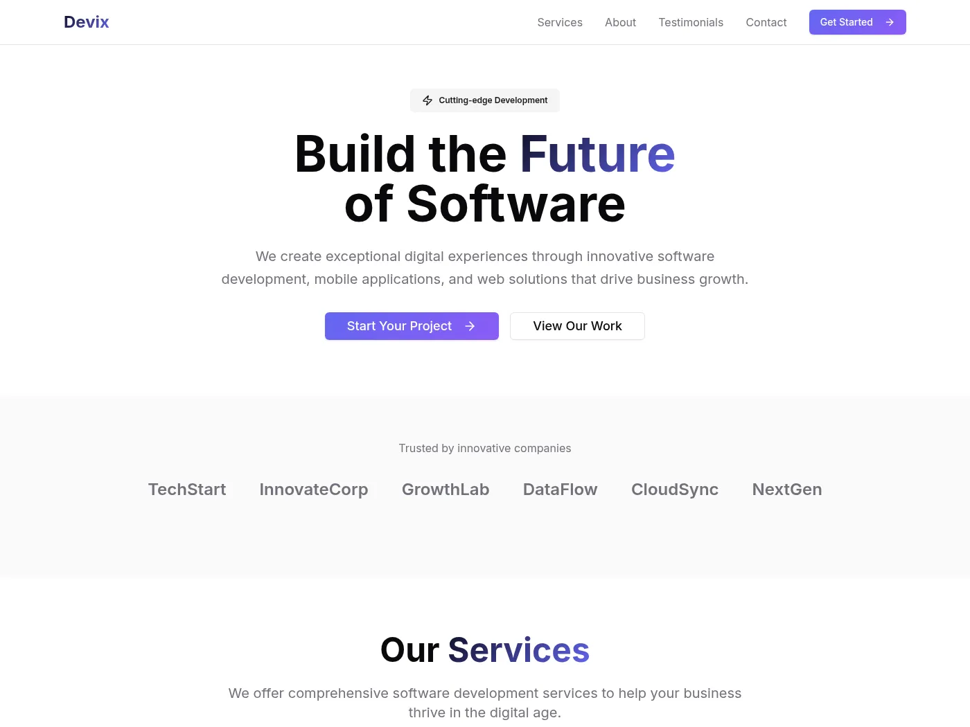Devix AI-Inspired Website Redesign