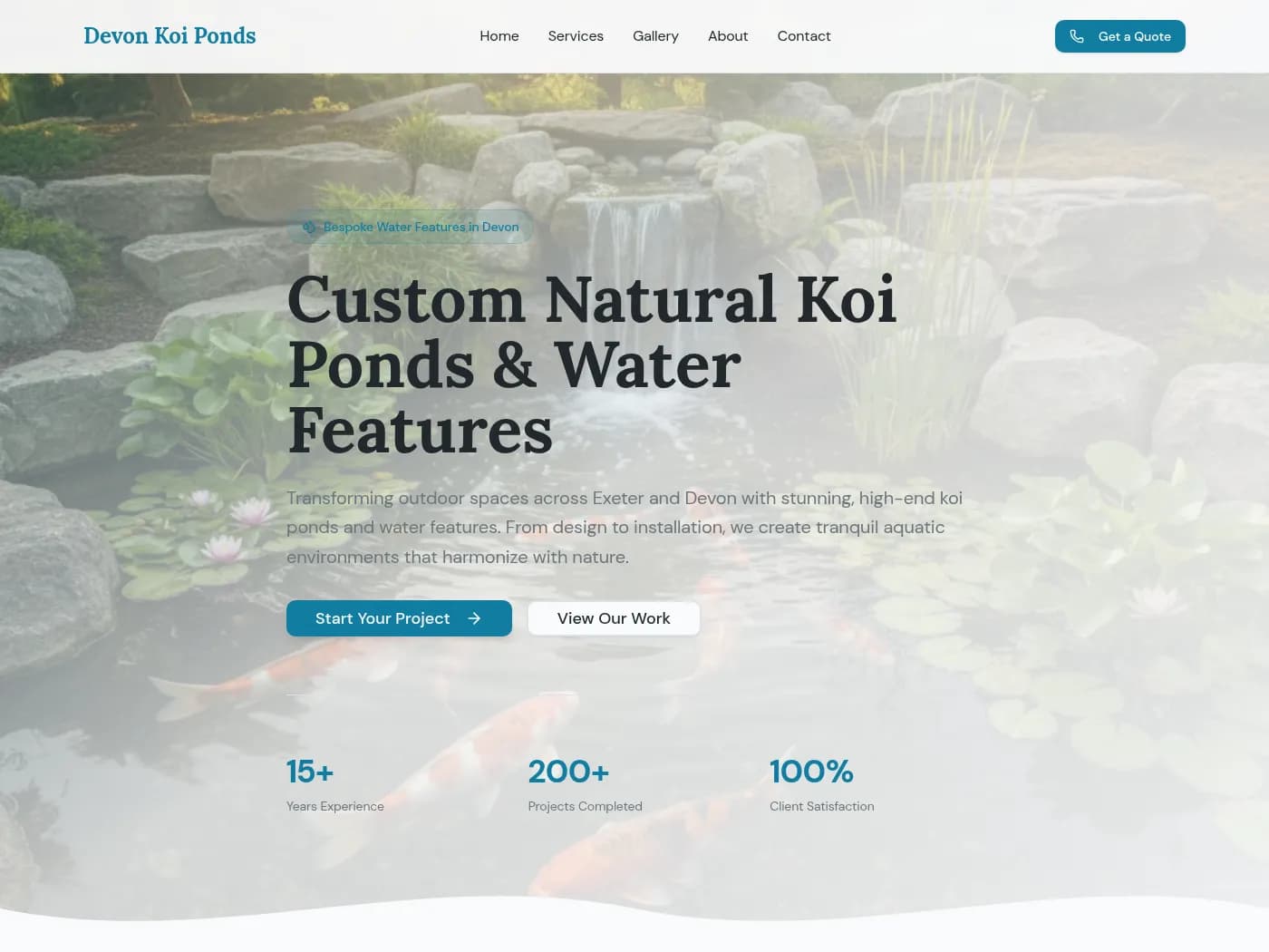 Devon Custom Koi Ponds & Water Features Web Presence