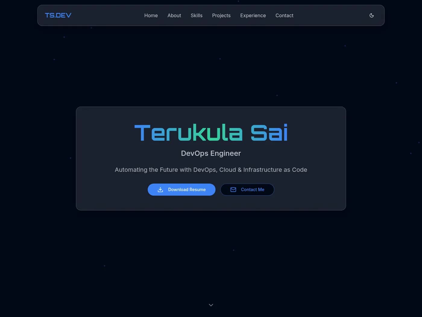 Terukula Sai DevOps Engineer Glassmorphic Portfolio