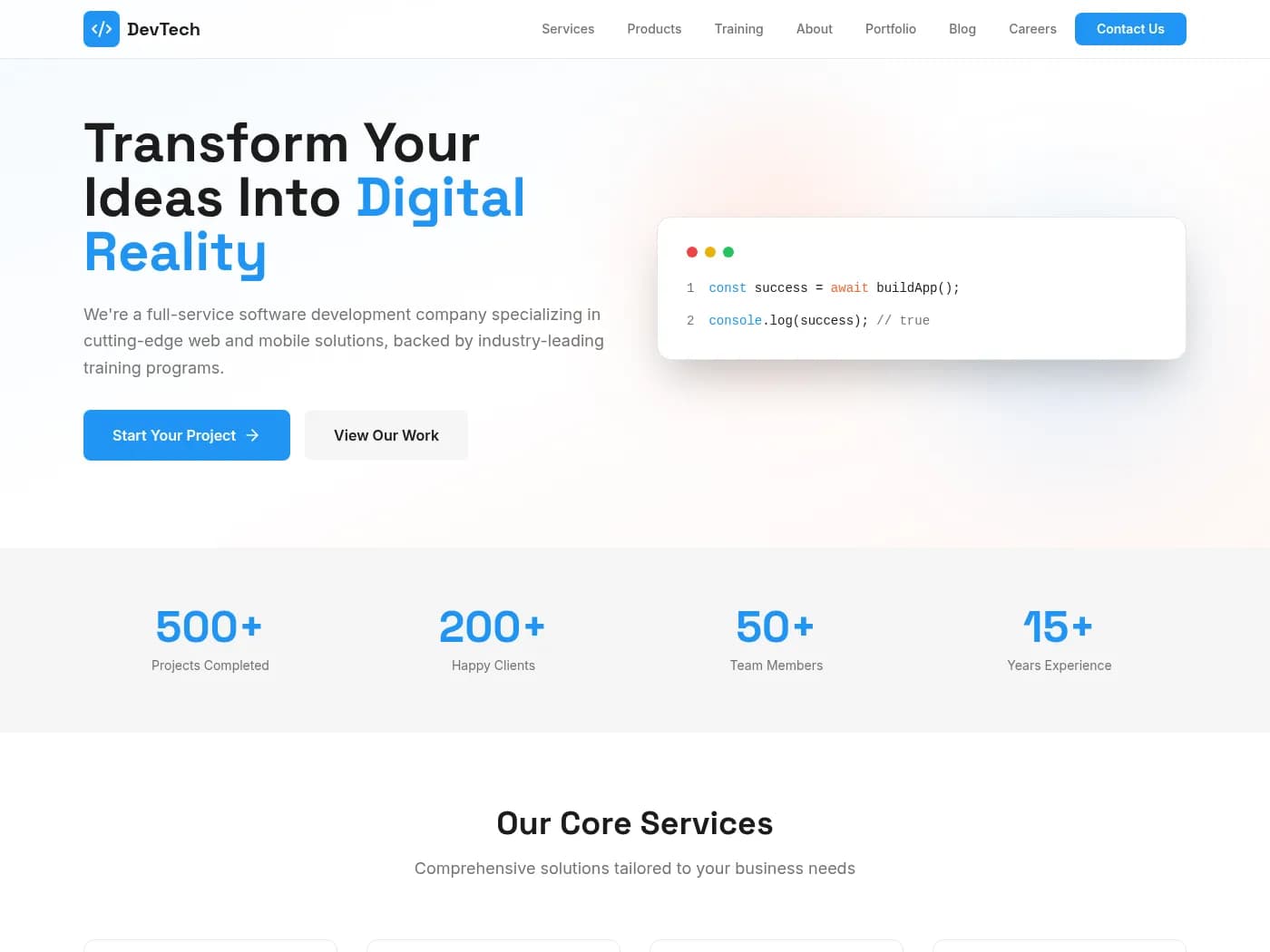 DevTech Solutions: The Ultimate Software Company Website