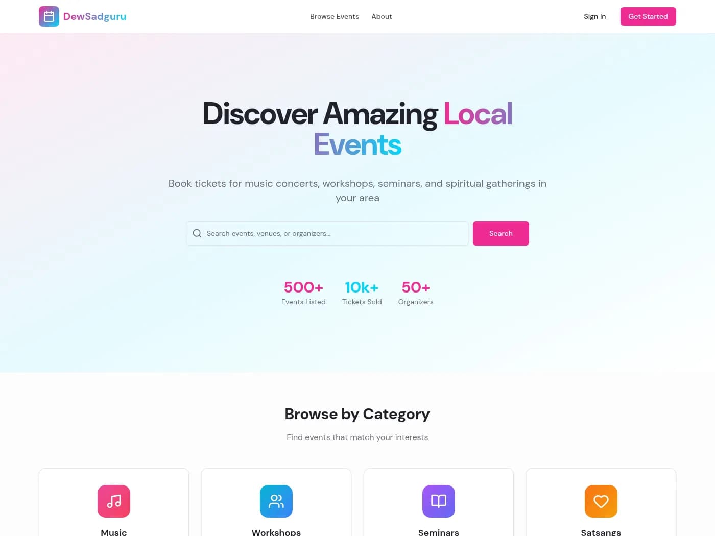 DewSadguru Event Booking Platform