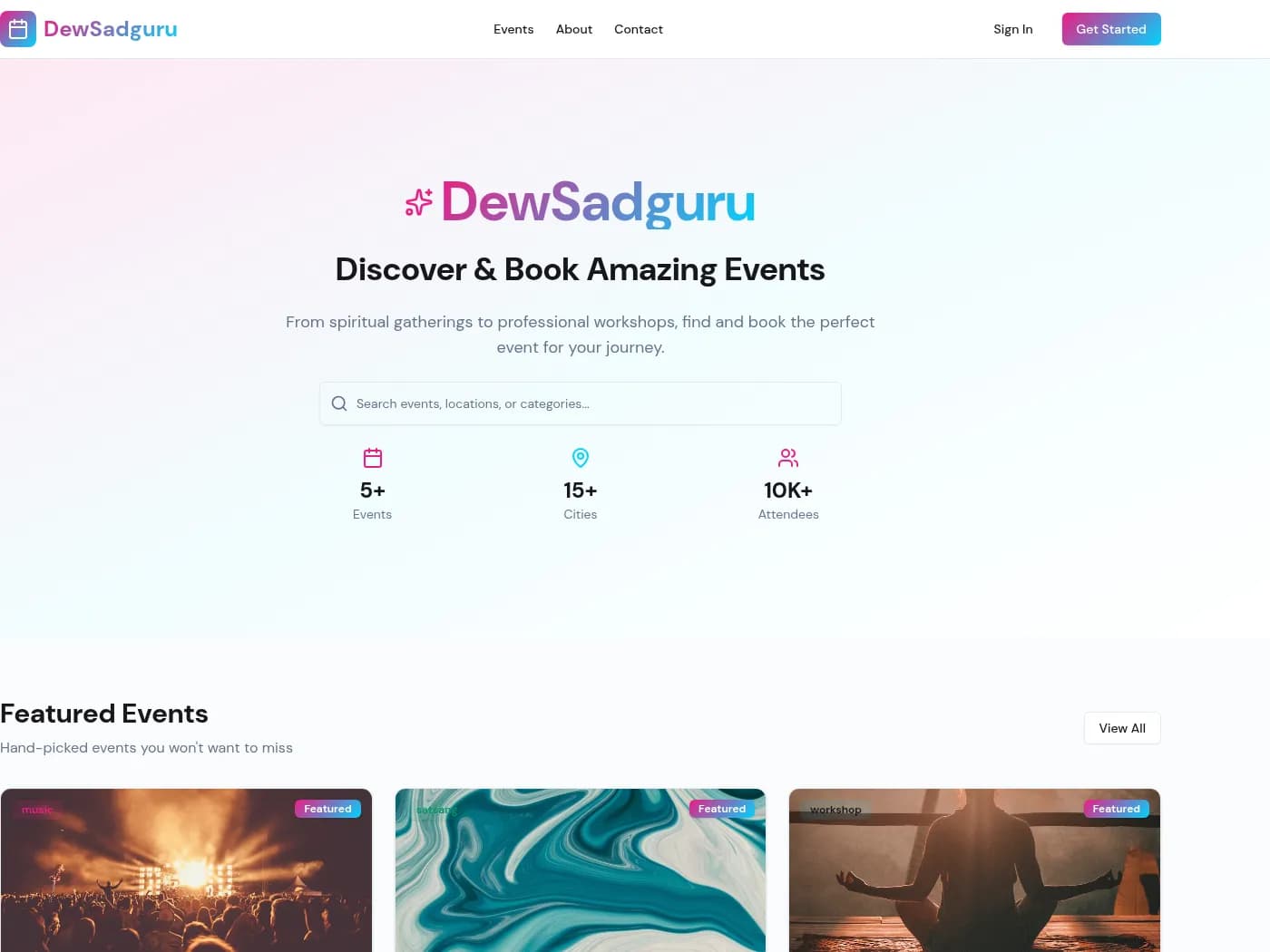DewSadguru Event Booking Platform
