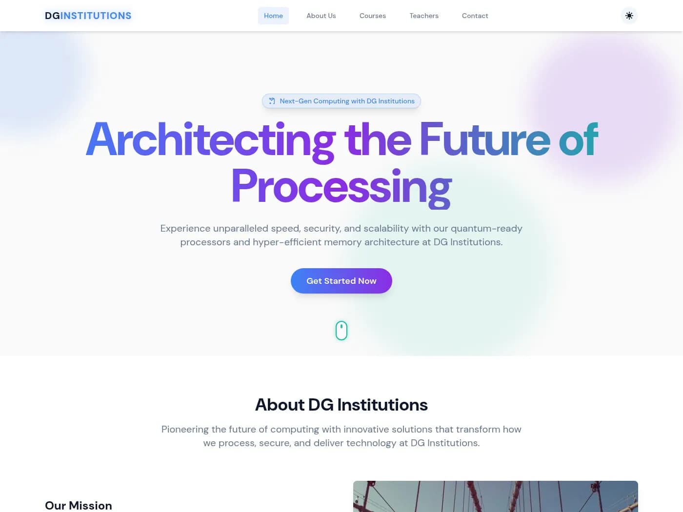DG Institutions - Modern Education Website with Animated UI