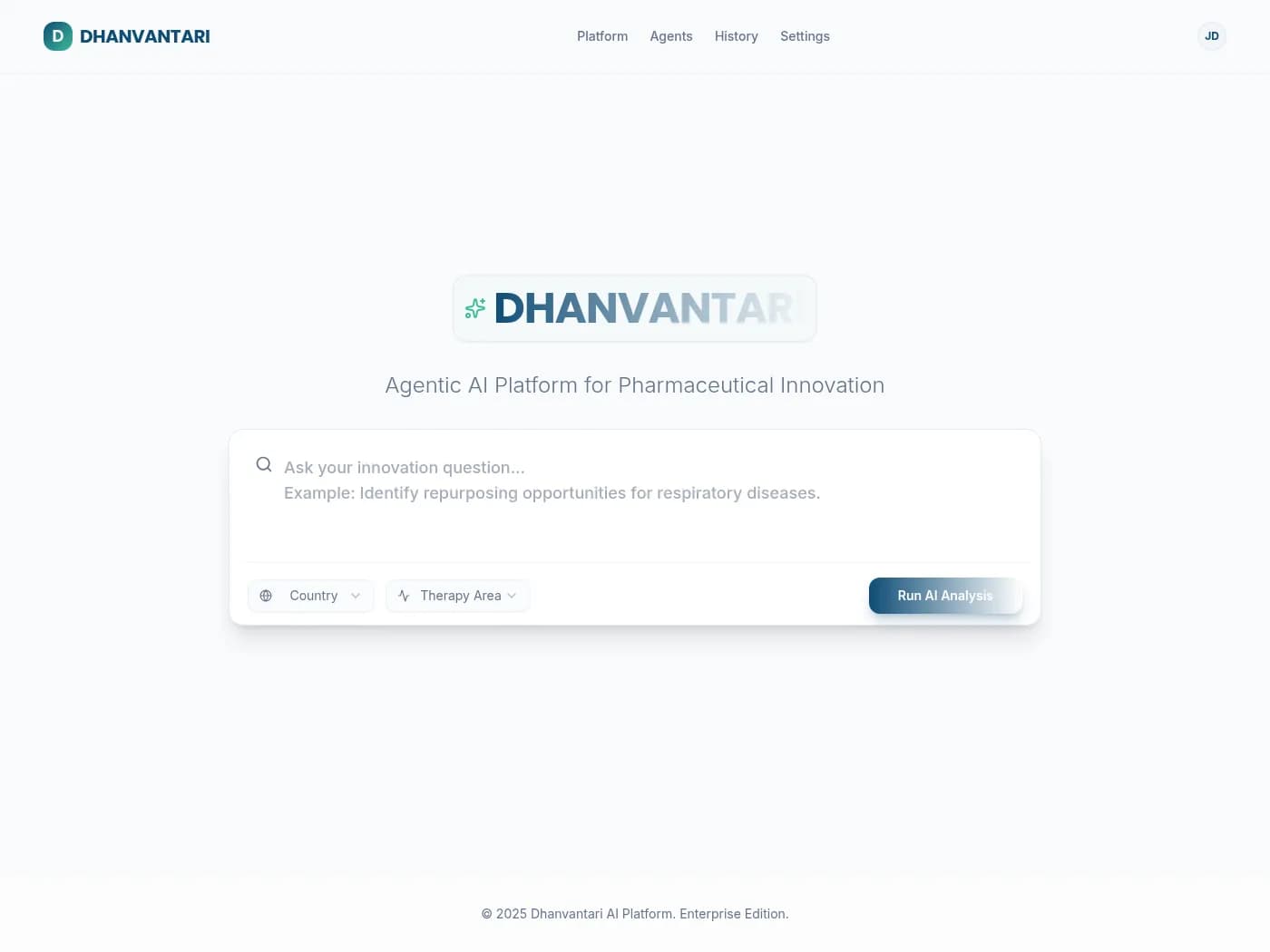 Dhanvantari Pharma AI Platform Web UI