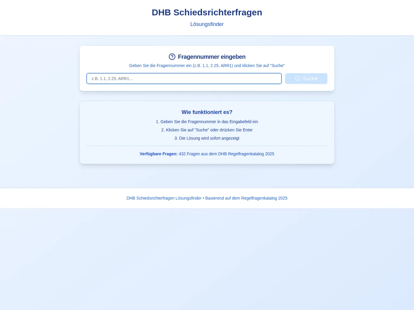 DHB Schiedsrichterfragen Lösungsfinder Web-App
