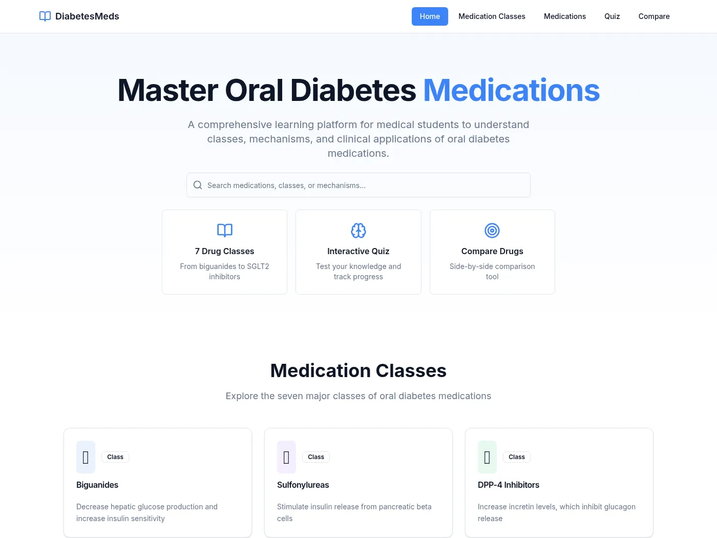 Diabetes Oral Medication Learning Platform
