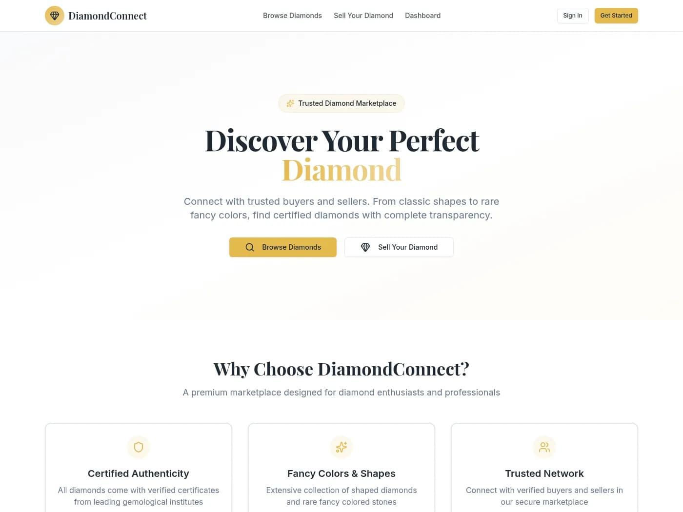 Diamond Marketplace Connector Website