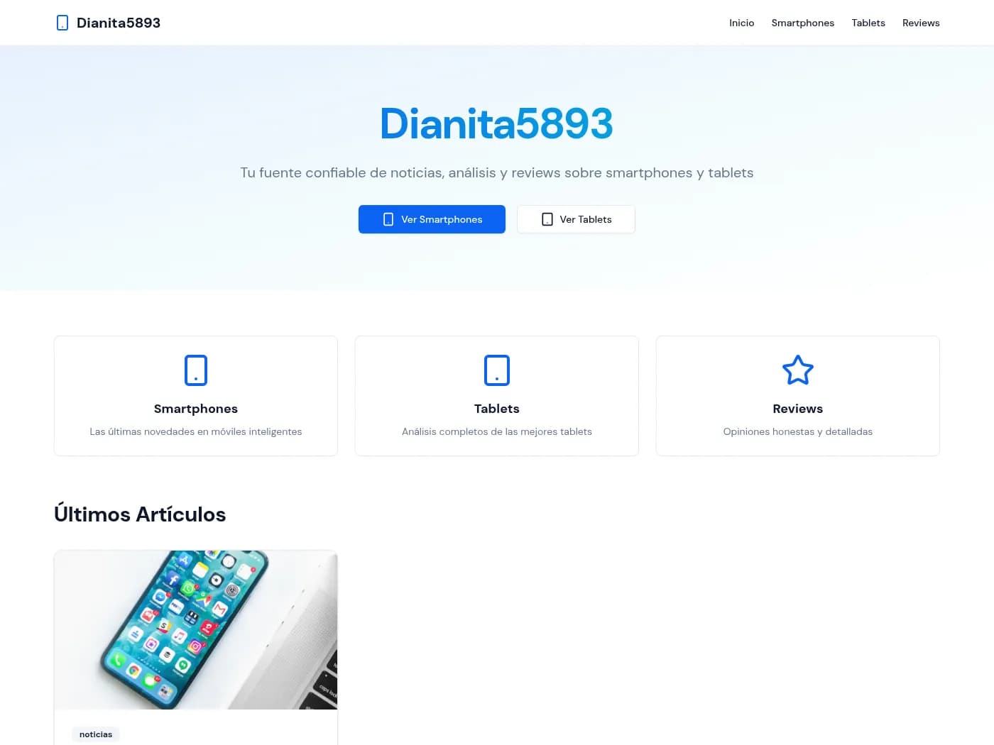 Dianita5893 Tech Blog & Admin Panel