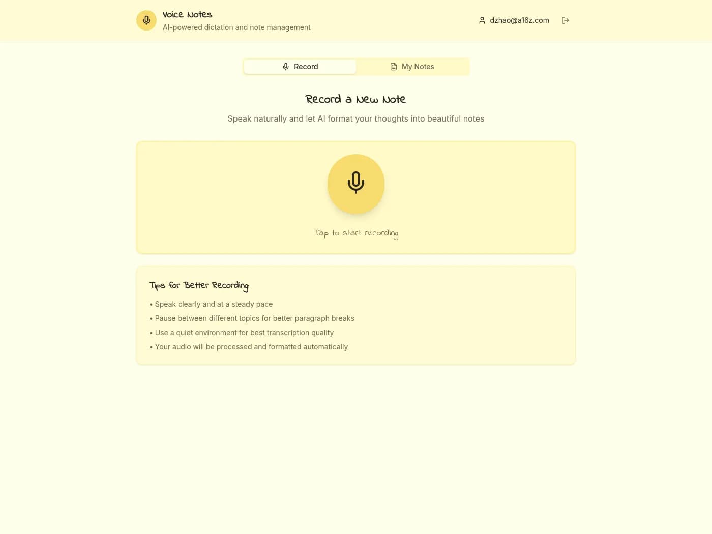 Dictation Note-Taker with Smart Formatting and Profile Management