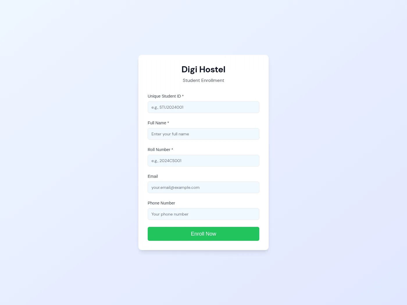 Digi Hostel Booking and Student Enrollment Platform