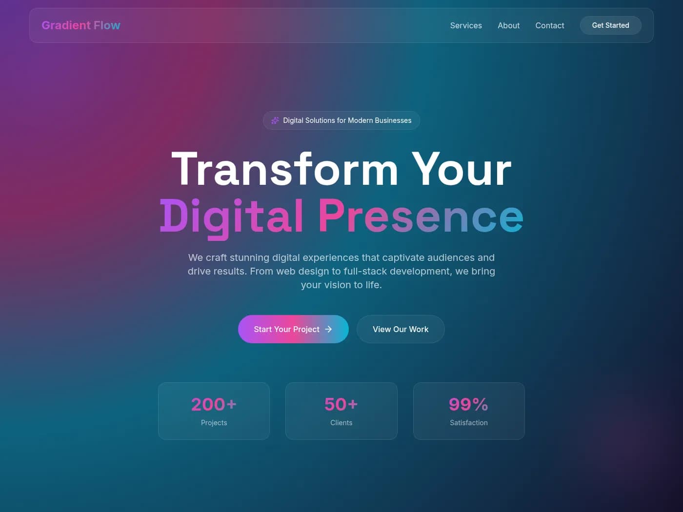 Gradient Flow Digital Agency Landing Page