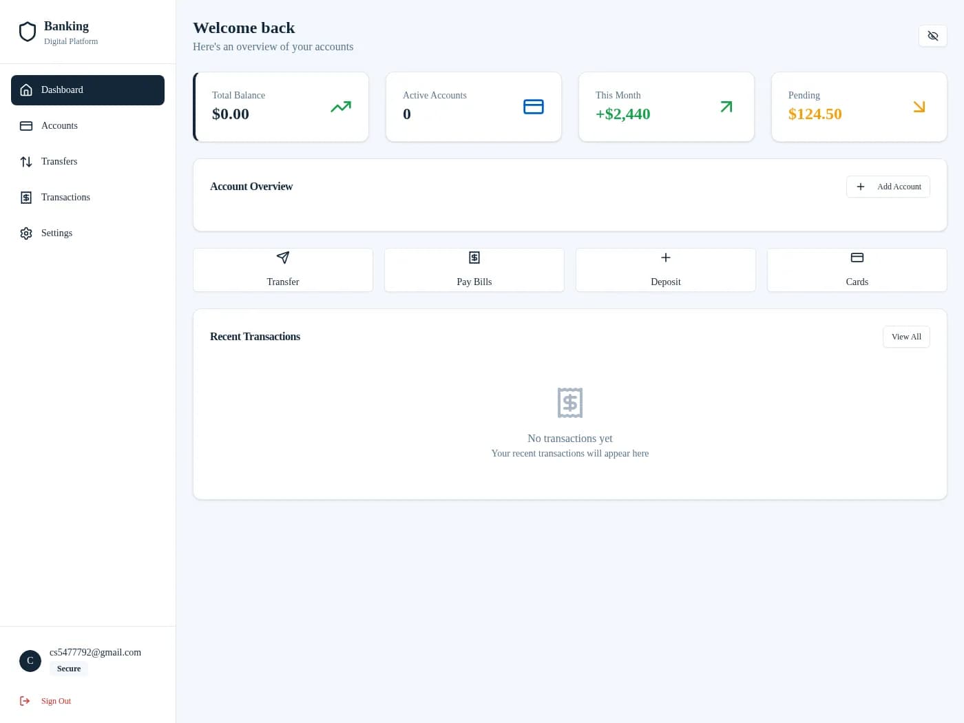 Modern Digital Banking Platform