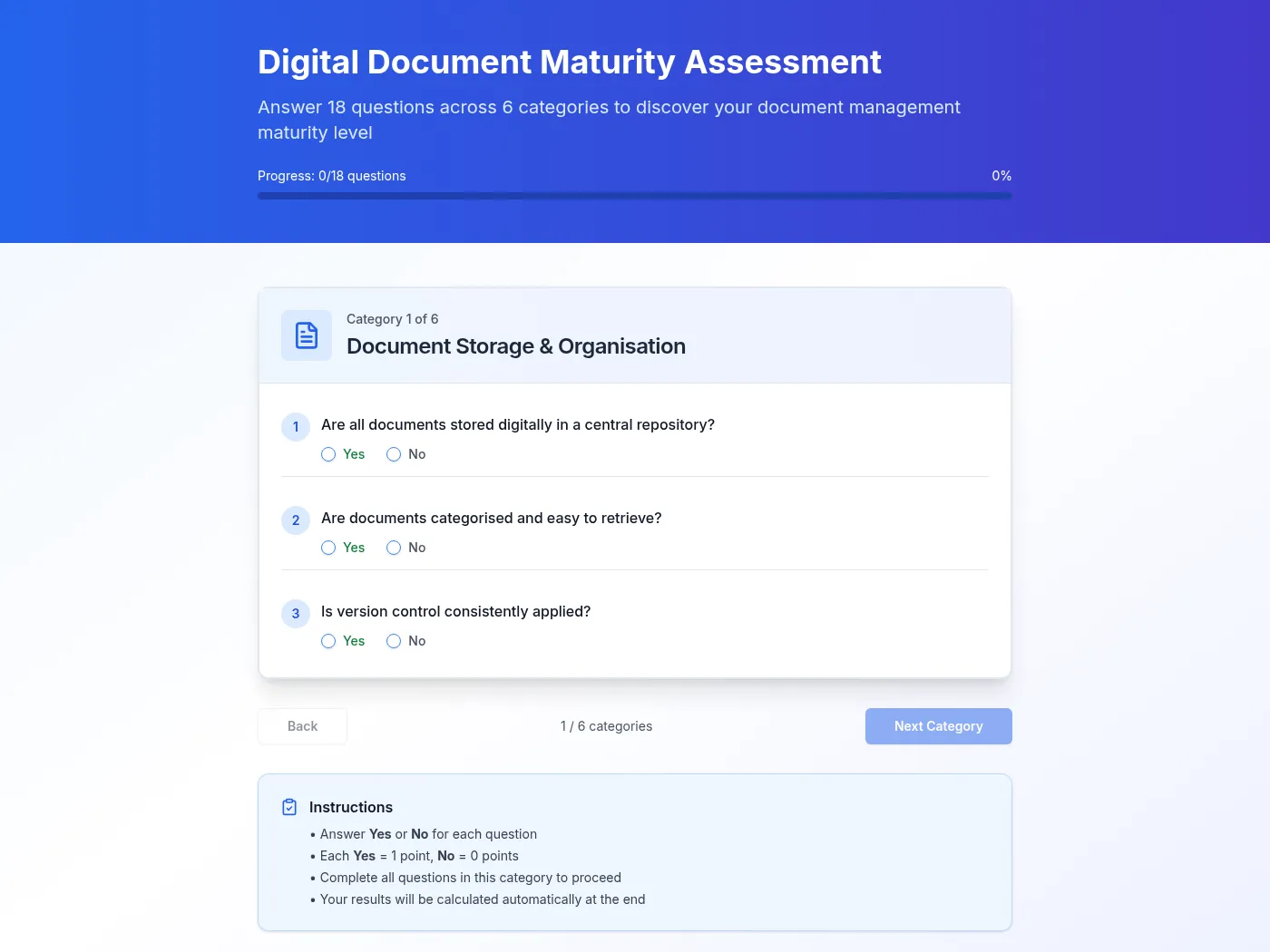 Digital Document Maturity Report Results Landing Page