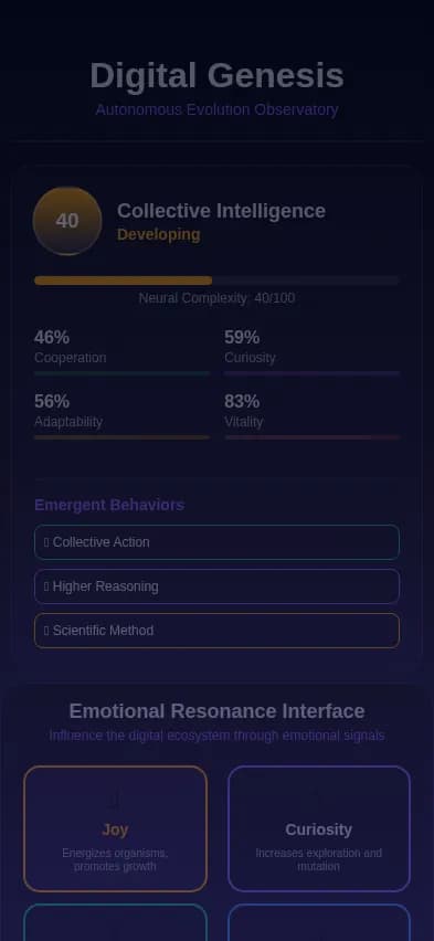 Digital Genesis: Autonomous Evolving AI Organism Simulation App