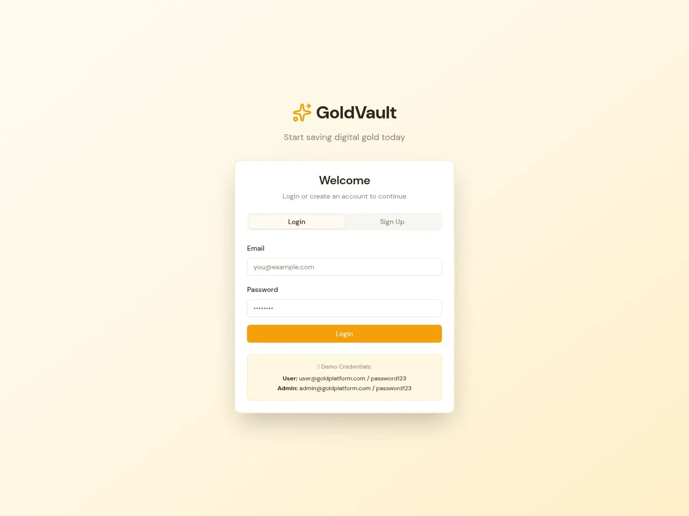 Digital Gold Saving Platform Prototype