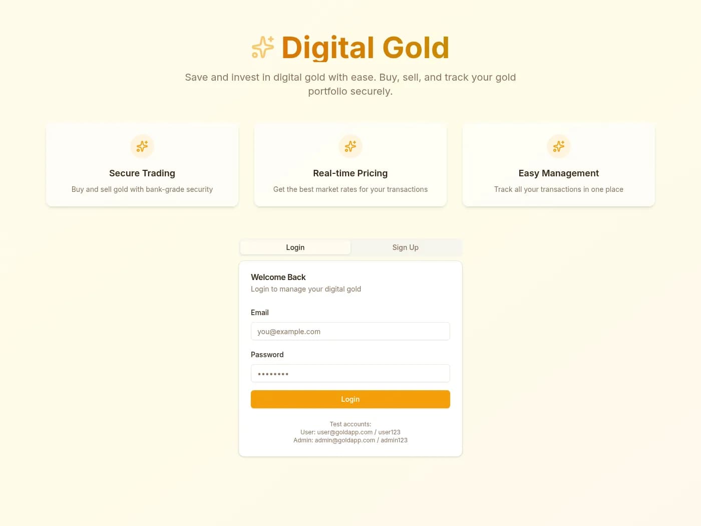 Digital Gold Saving Platform - Basic Prototype