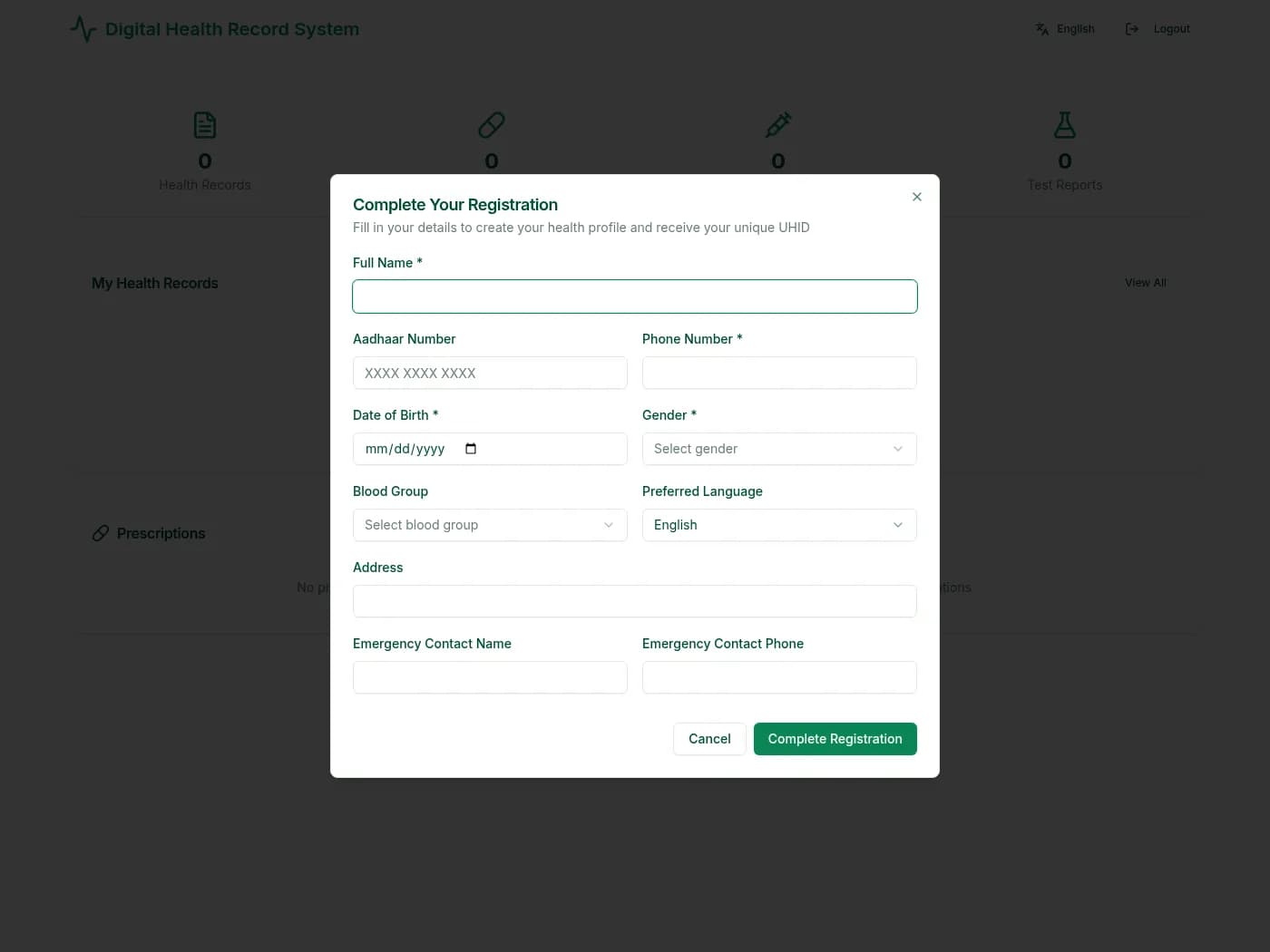 Digital Health Record System for Migrant Workers in Kerala