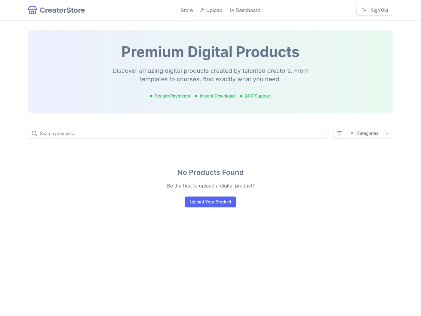 Digital Product Store for Creators