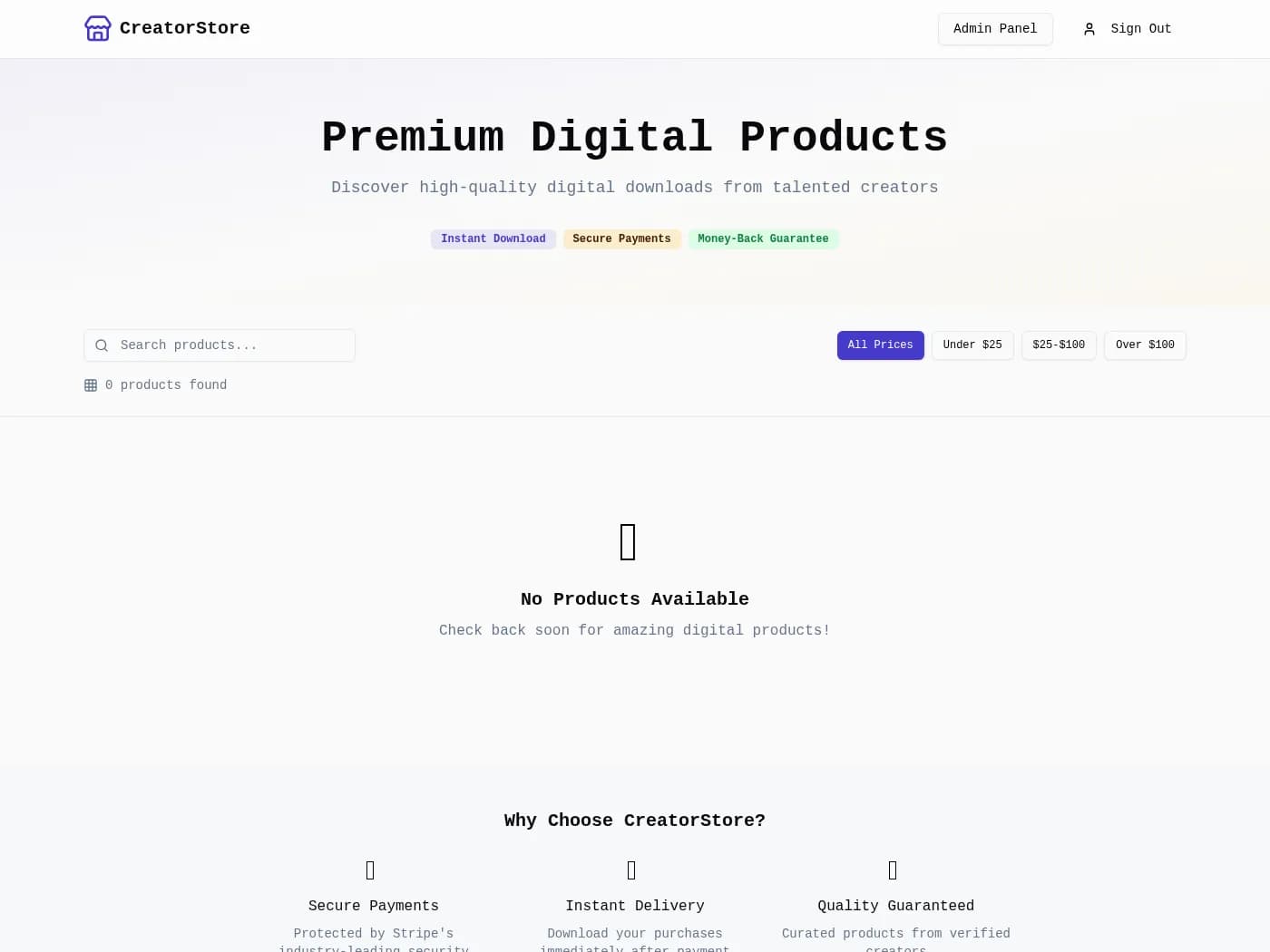 Digital Product Store for Creators by ( Ankit jangid )