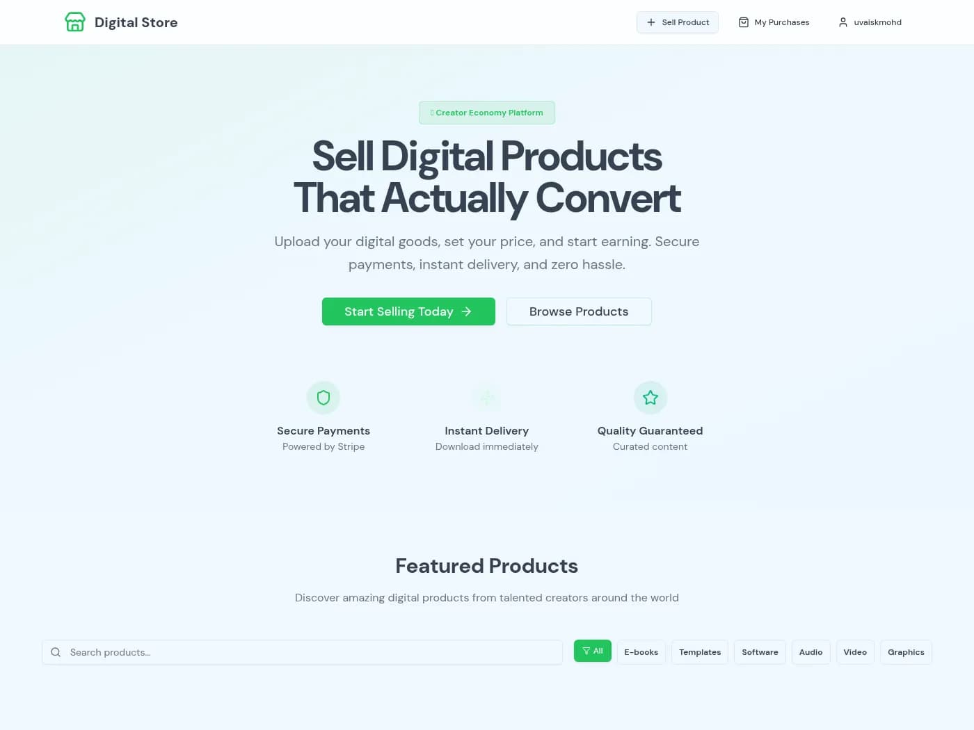 Digital Product Store for Creators