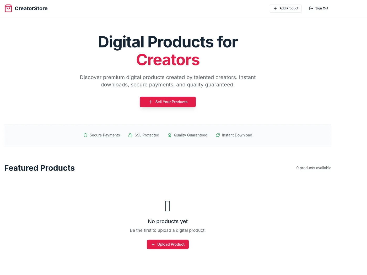 Digital Product Storefront for Creators