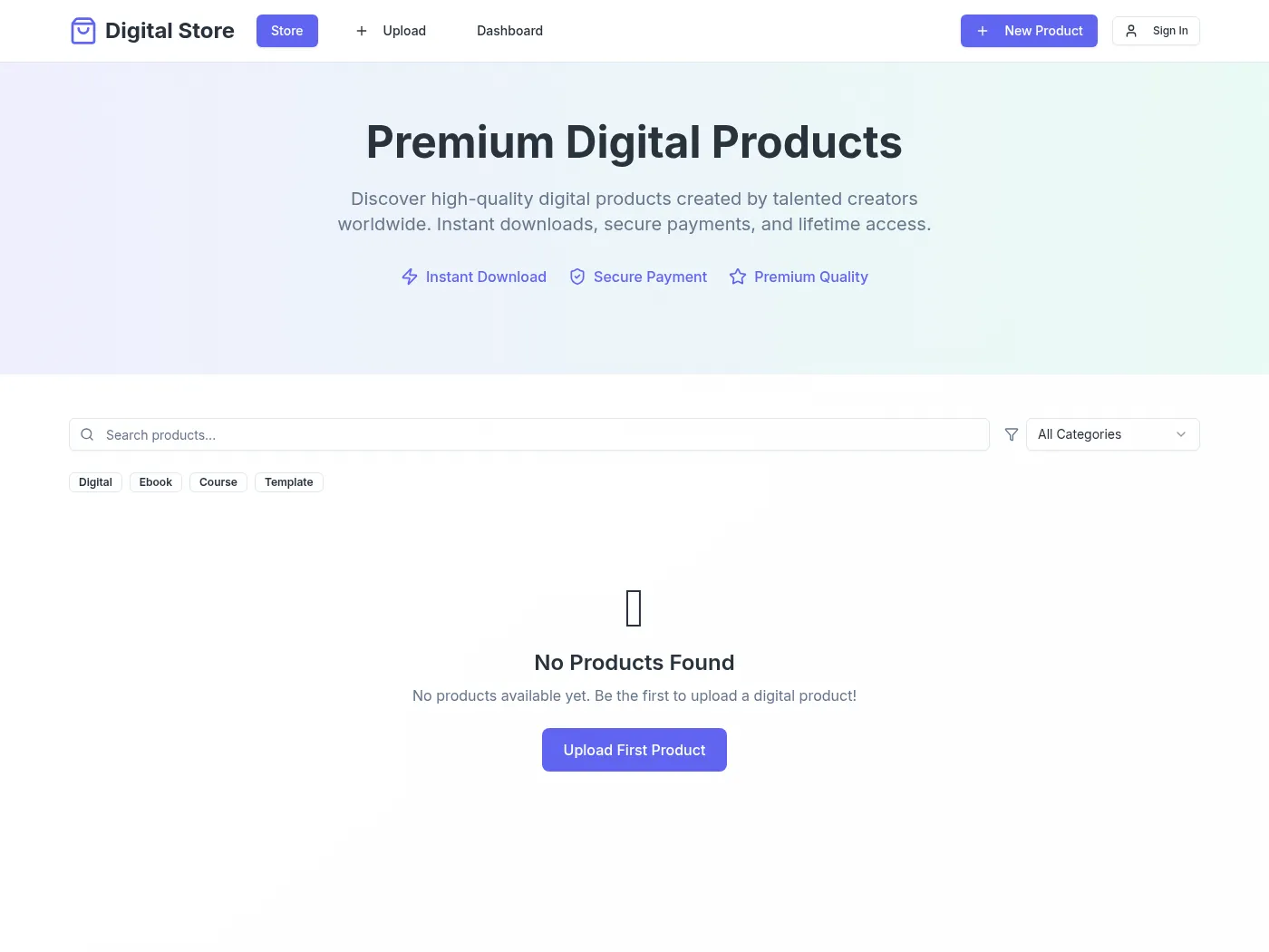 Digital Product Storefront for Creators