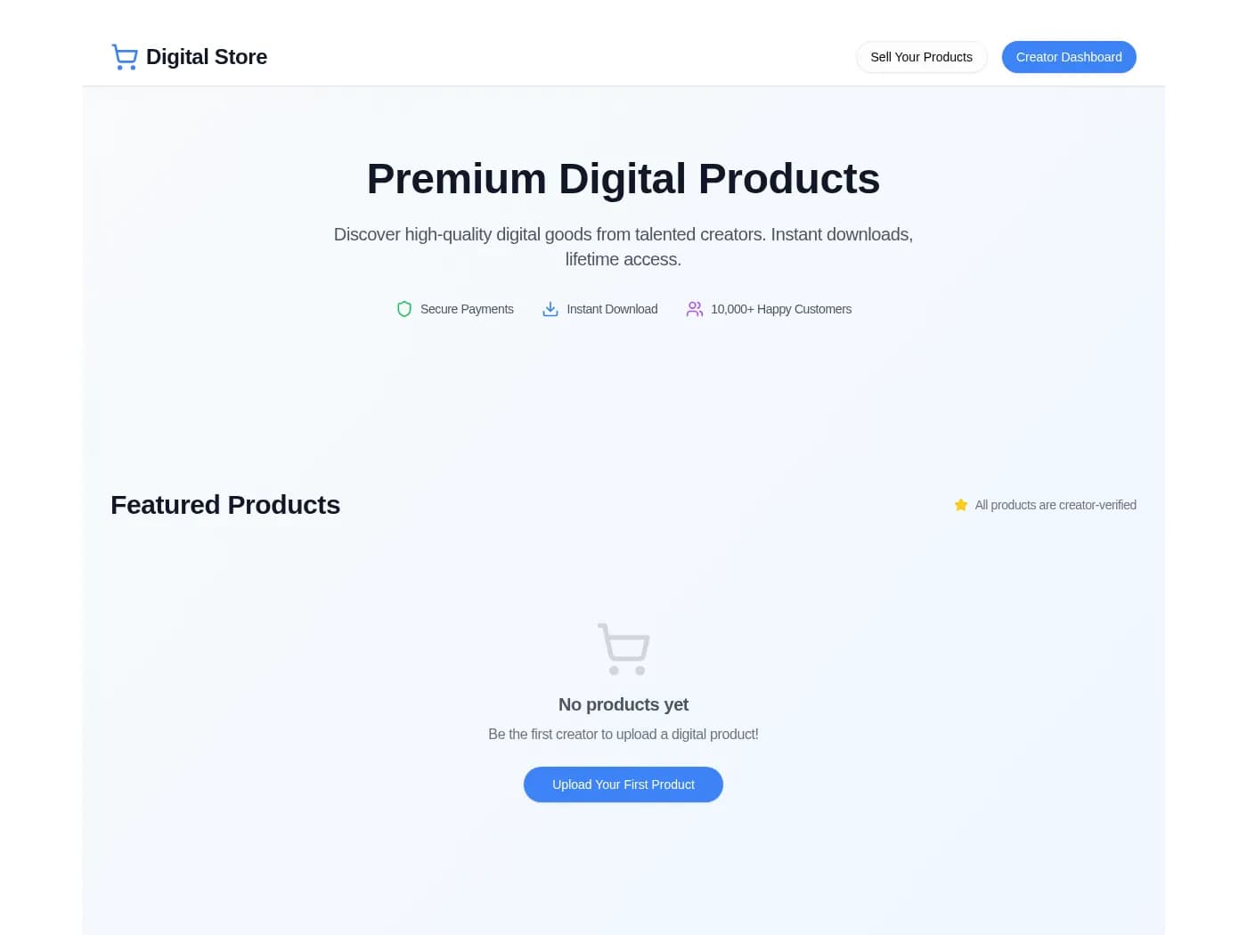 Digital Product Storefront for Creators