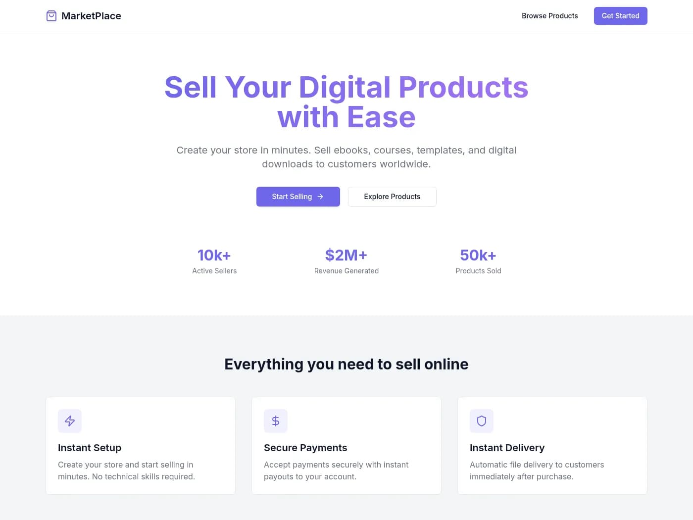 Online Digital Products Marketplace