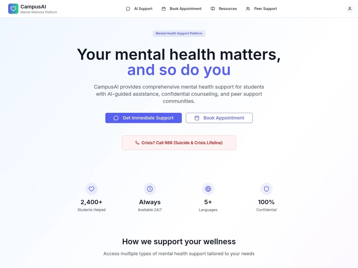 CampusAI: Digital Psychological Intervention and Wellness Platform