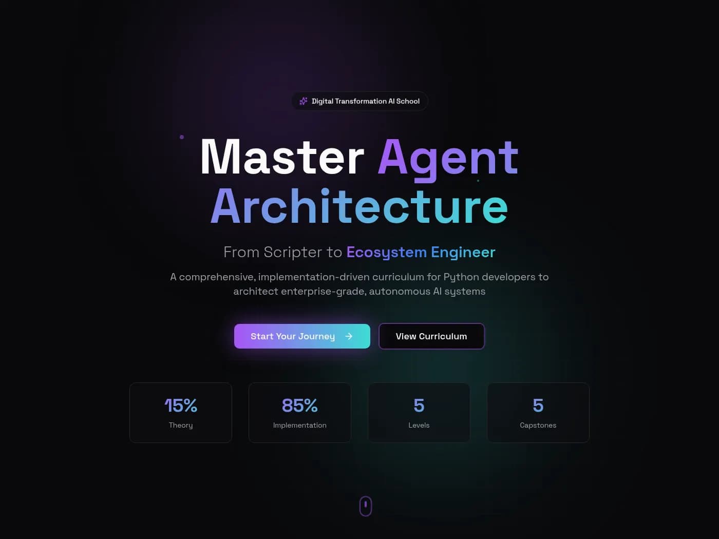 Digital Transformation AI School: Parallax Web Experience for Agent Architecture Course Introduction
