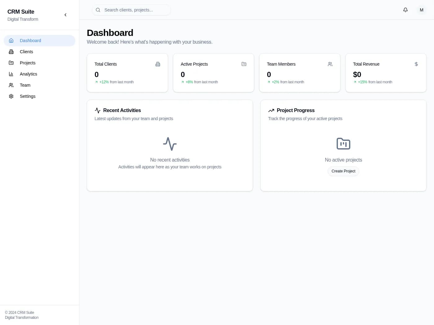 Digital Transformation CRM & Analytics Suite