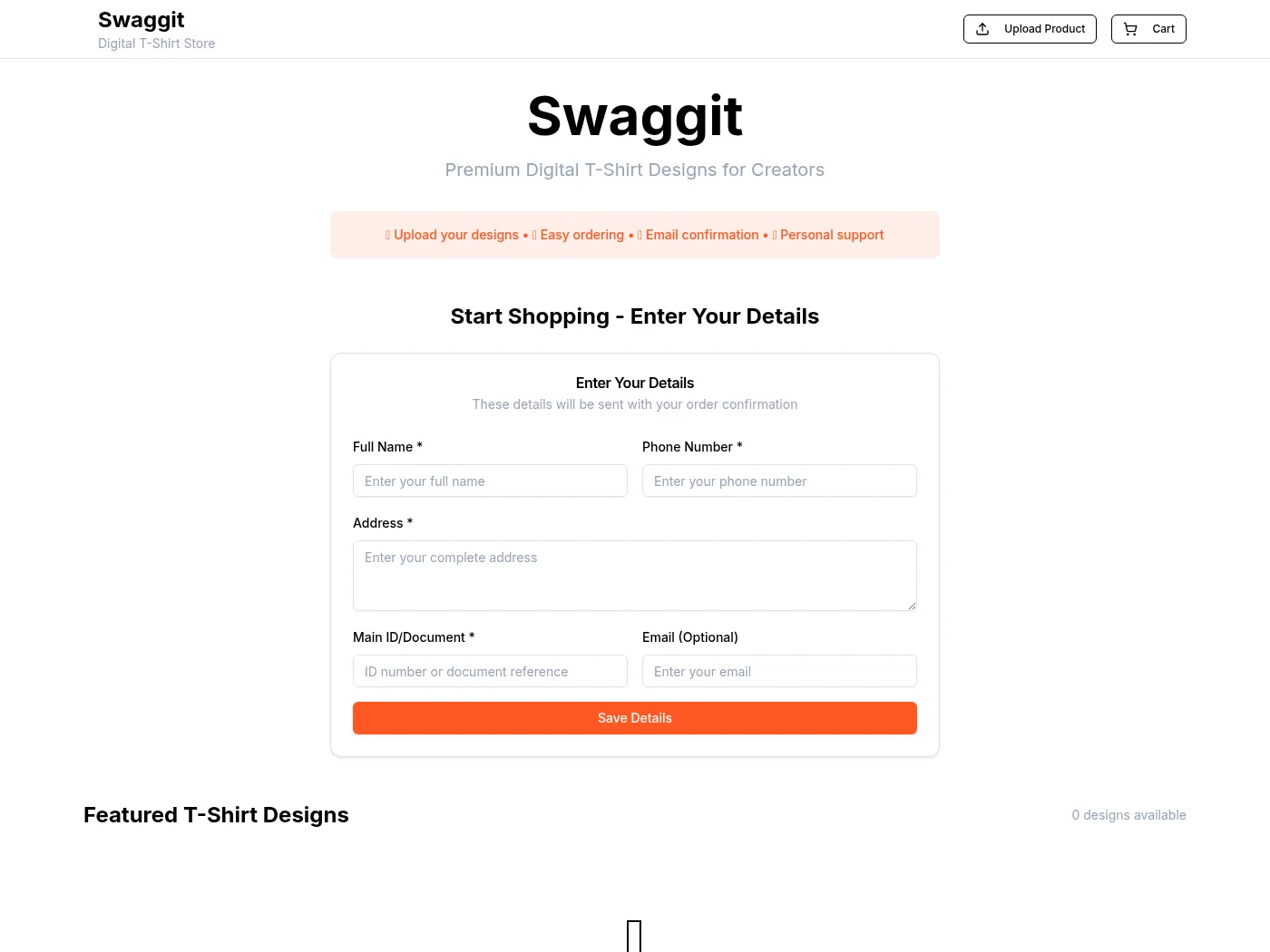 Digital T-Shirt Storefront for Creators