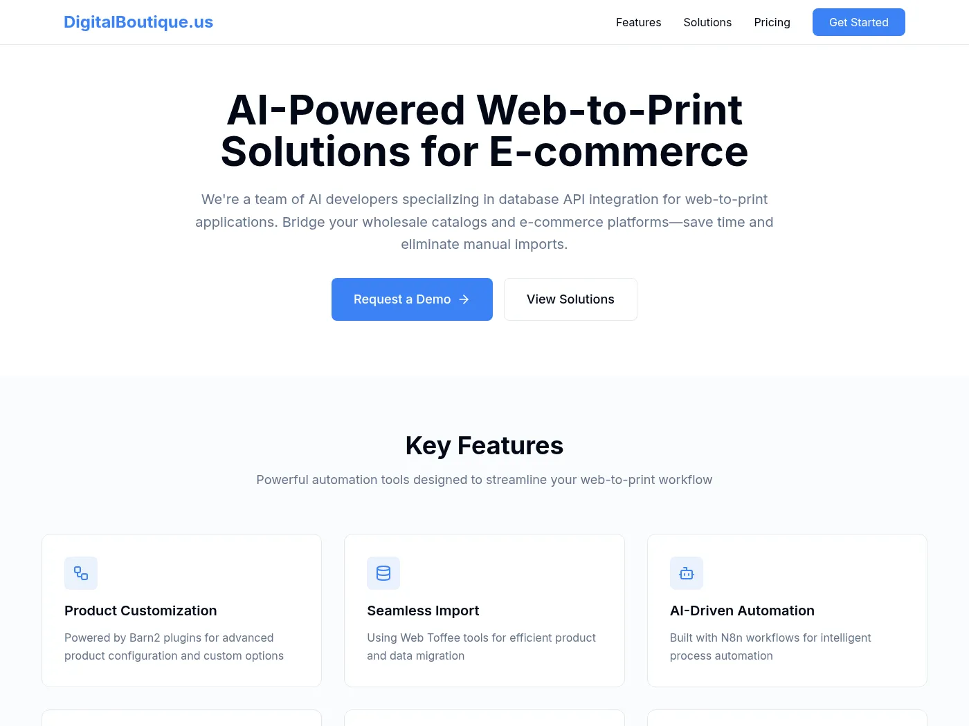 DigitalBoutique.us Modern Web-to-Print Solutions Site