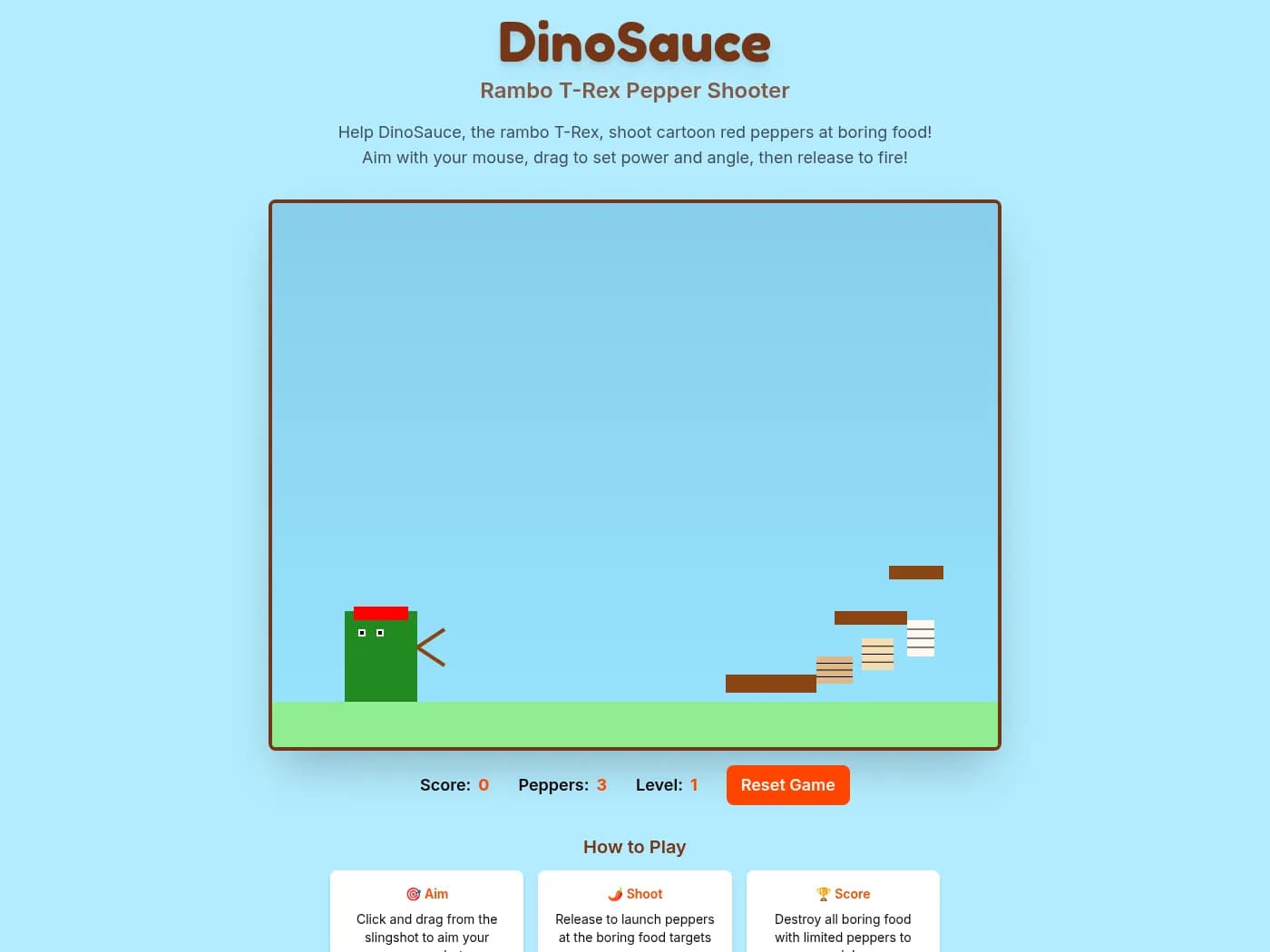 DinoSauce: Rambo T-Rex Pepper Shooter Game