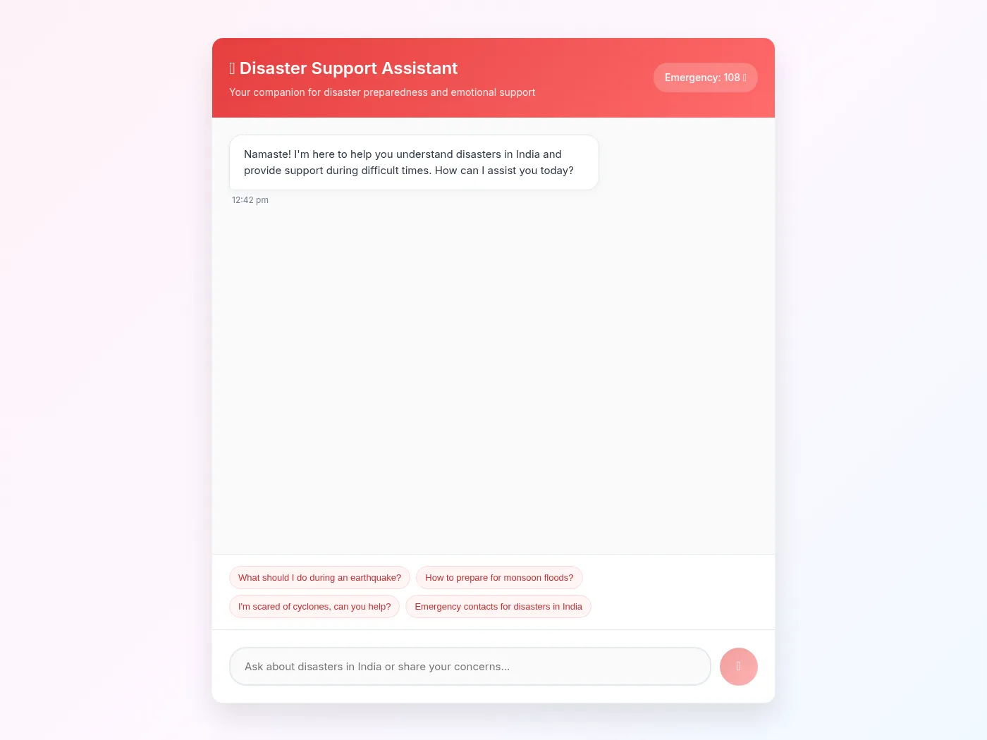 Disaster Support AI Chatbot for Indian Students