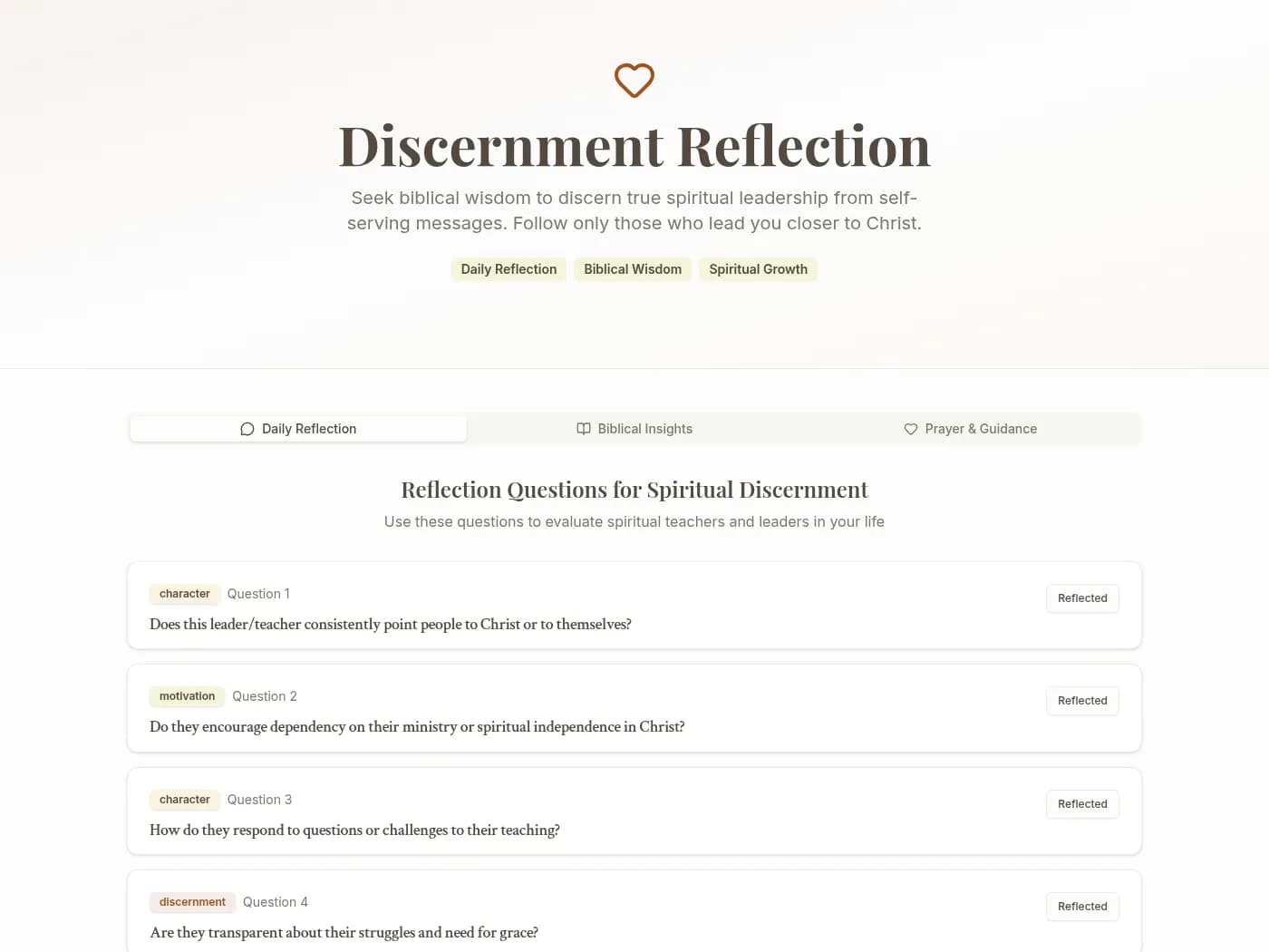 Discernment Reflection Web App
