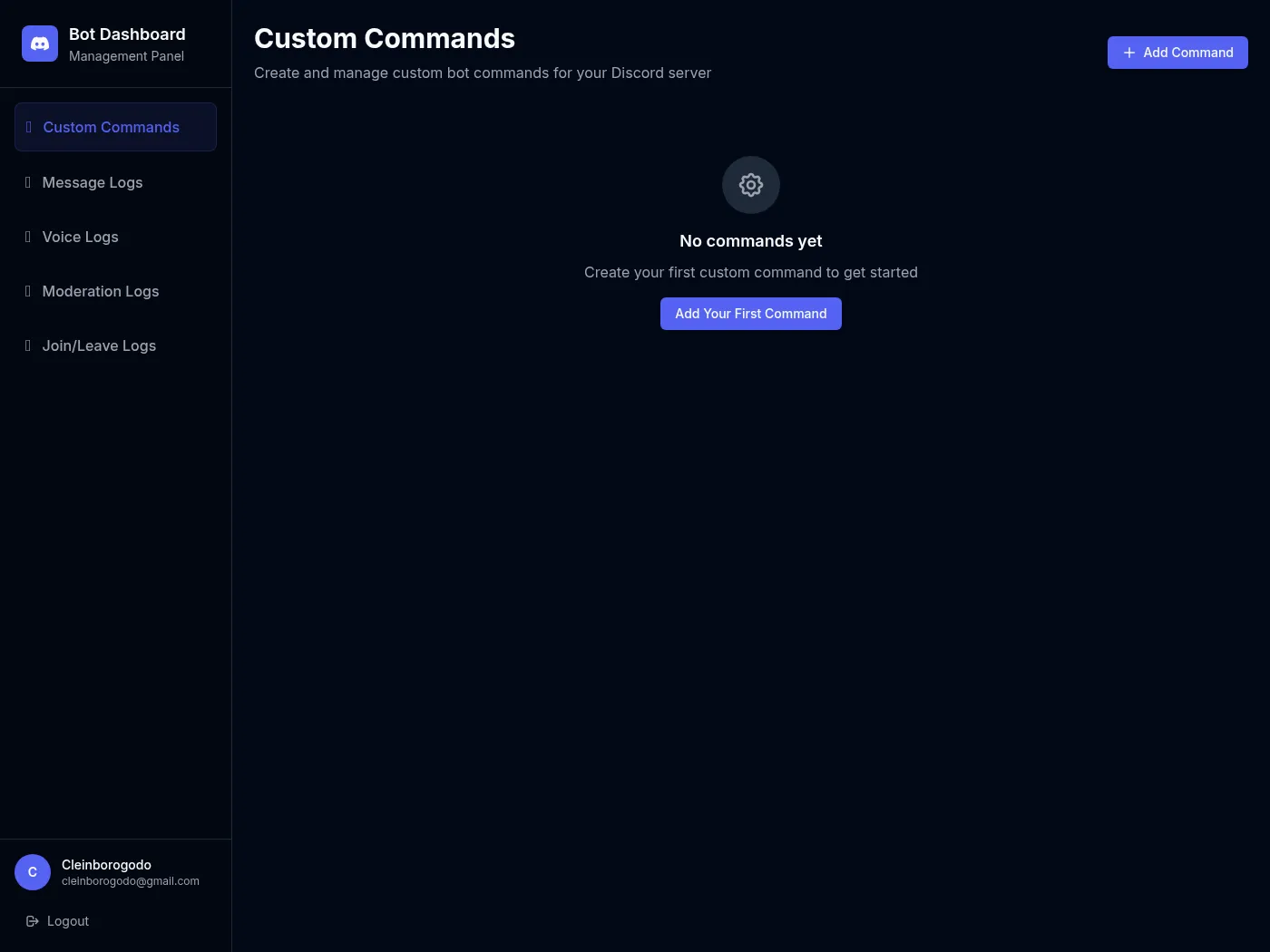 Discord Bot Admin Dashboard