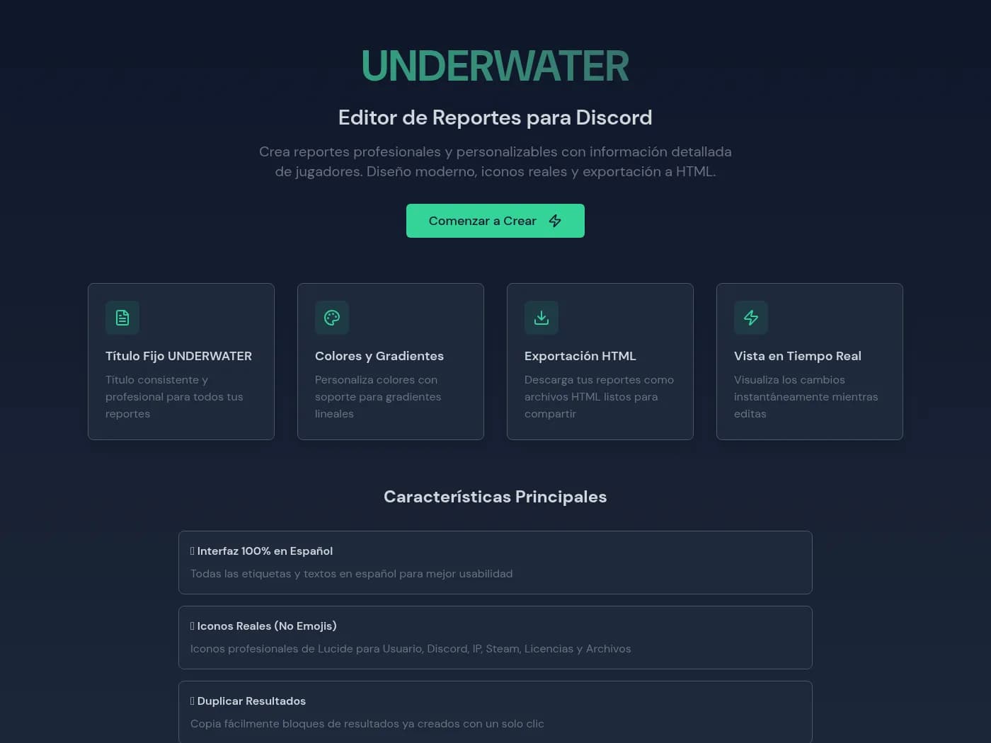 Discord UNDERWATER Report Editor with Enhanced Customization