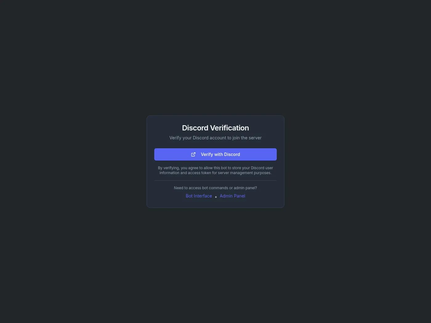 Discord Verification Bot & Admin Dashboard