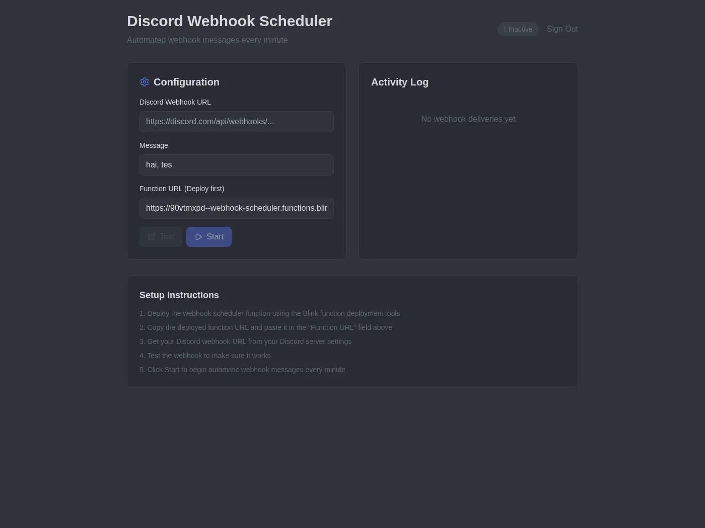 Automated Discord Webhook Ping Web App