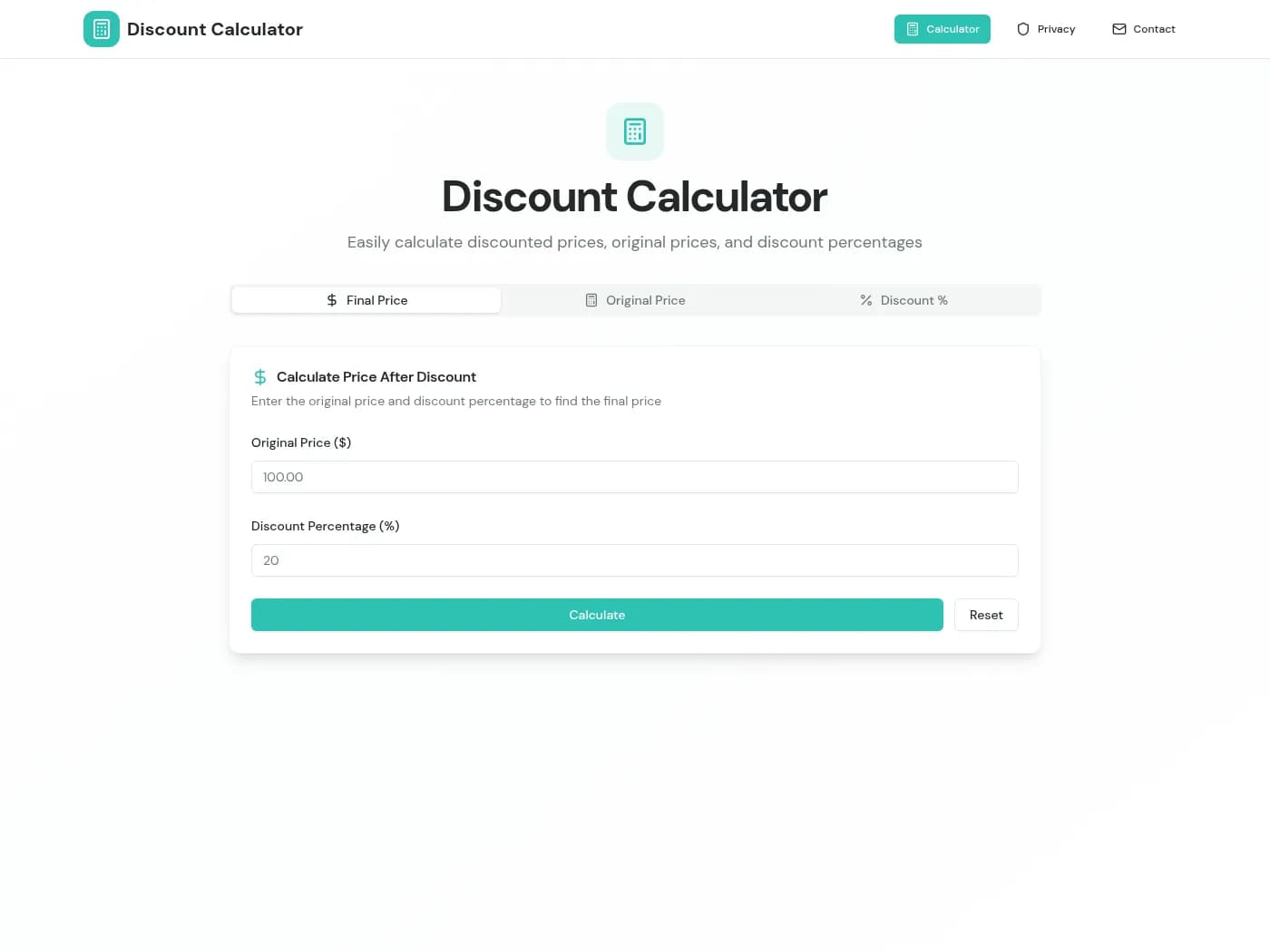 Discount Calculator App